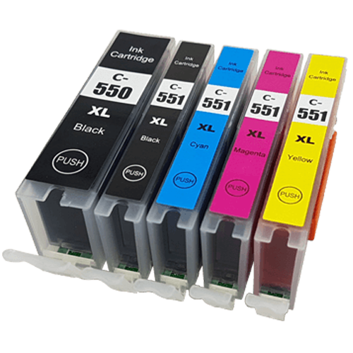 CLI-551/PGI-550 Set Compatible 5 stuks met chip | MediaHolland